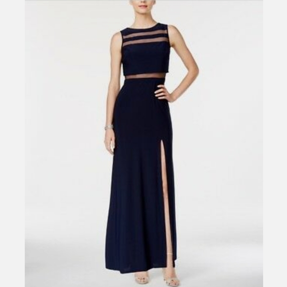 Night Way Collections | Dresses | Night Way Navy Blue Illusion Cutout ...